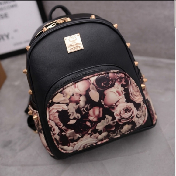Bags | New Boutique Mini Black Backpack With Sepia Roses | Poshmark